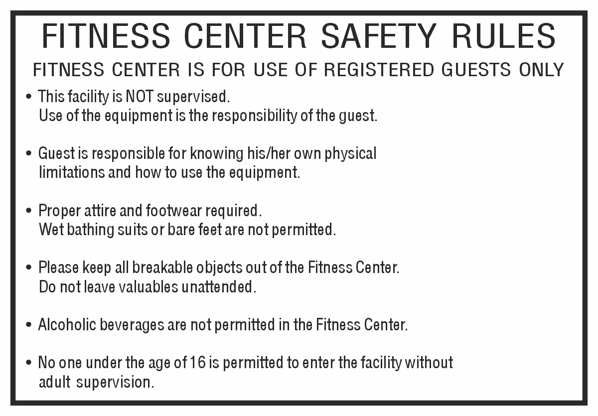 ABVI – FITNESS CENTER RULES 23 X 16 INCH – VFOLO