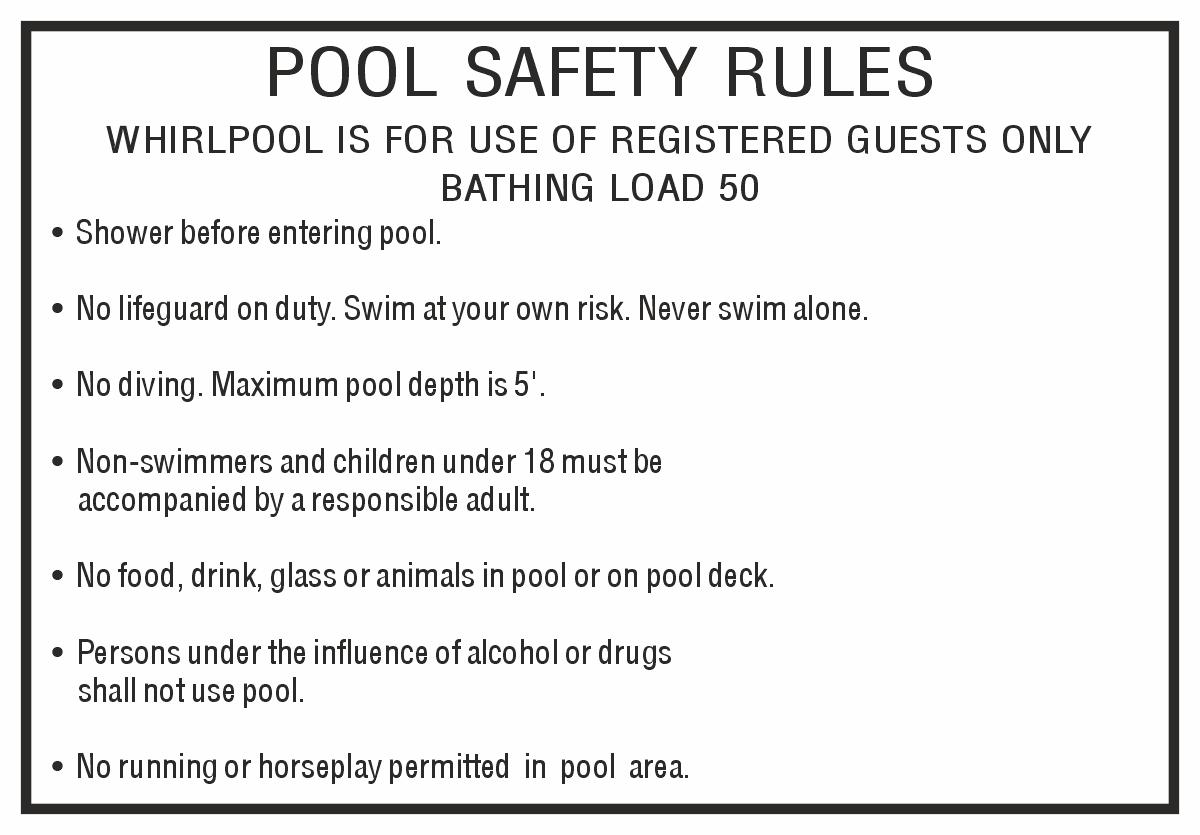 ABVI – POOL SAFETY RULES 23 X 16 INCH – VFOLO